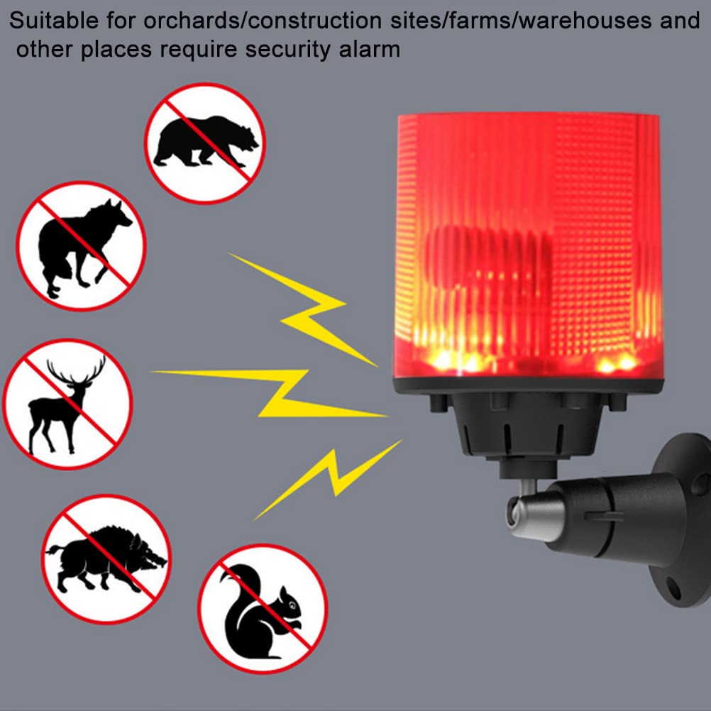 Aolyty Solar Warning Lights 110db Sound Solar Strobe Alarm Light IP55 Waterproof Security Siren Light Flashing Red Light with Recording Function for Farm Barn Yard Orchard Construction Sites