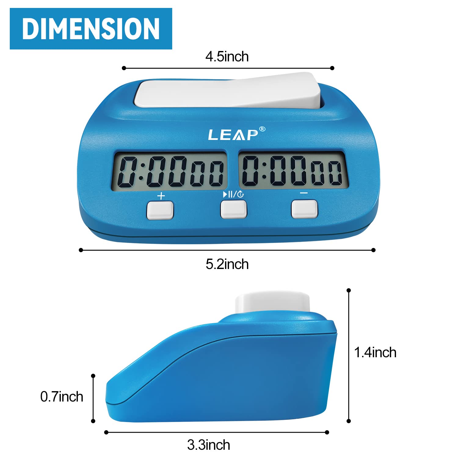 LEAP Digital Chess Clock Timer with Bonus and Delayed Time Features Chess Timer for Chess Game I-GO and Chinese Chess (Blue)