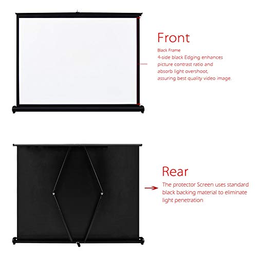 APAINI 50inch Handheld Projector Screen 4:3 Projection Screen Manual Pull Up Folding Projecting Screen Home Theater for DLP Projector