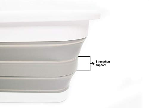 SAMMART 41L Set of 2 Collapsible Plastic Laundry Basket - Foldable Pop Up Storage Container/Organizer - Portable Washing Tub - Space Saving Hamper/Basket (2, White/Grey)