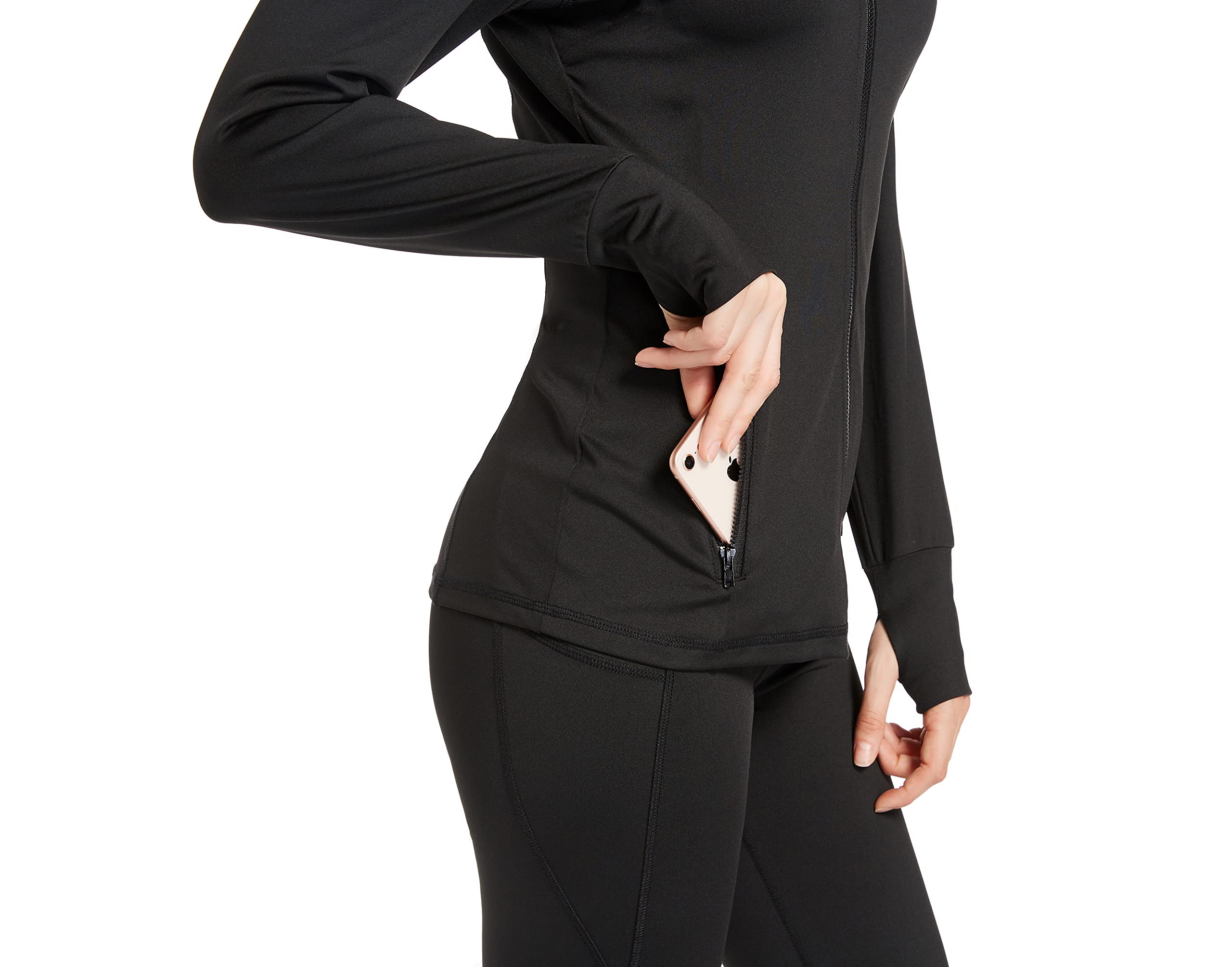 Annjoli Womens Cardio Track Running Jacket with Thumb Holes Full Zip-up Yoga Workout Jacket (as1, alpha, l, regular, regular, 888-6-8, Large)