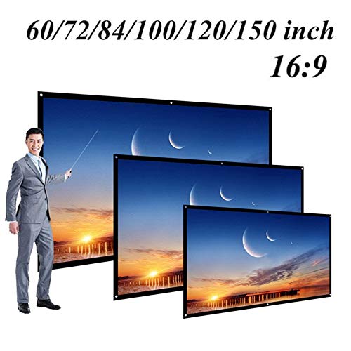 APAINI 60/72/84/100/120 Inch Projector Screen 16:9 White Dacron Diagonal Video Projection Screen Wall Mounted for Home Theater Movie (Size : 120 inch)