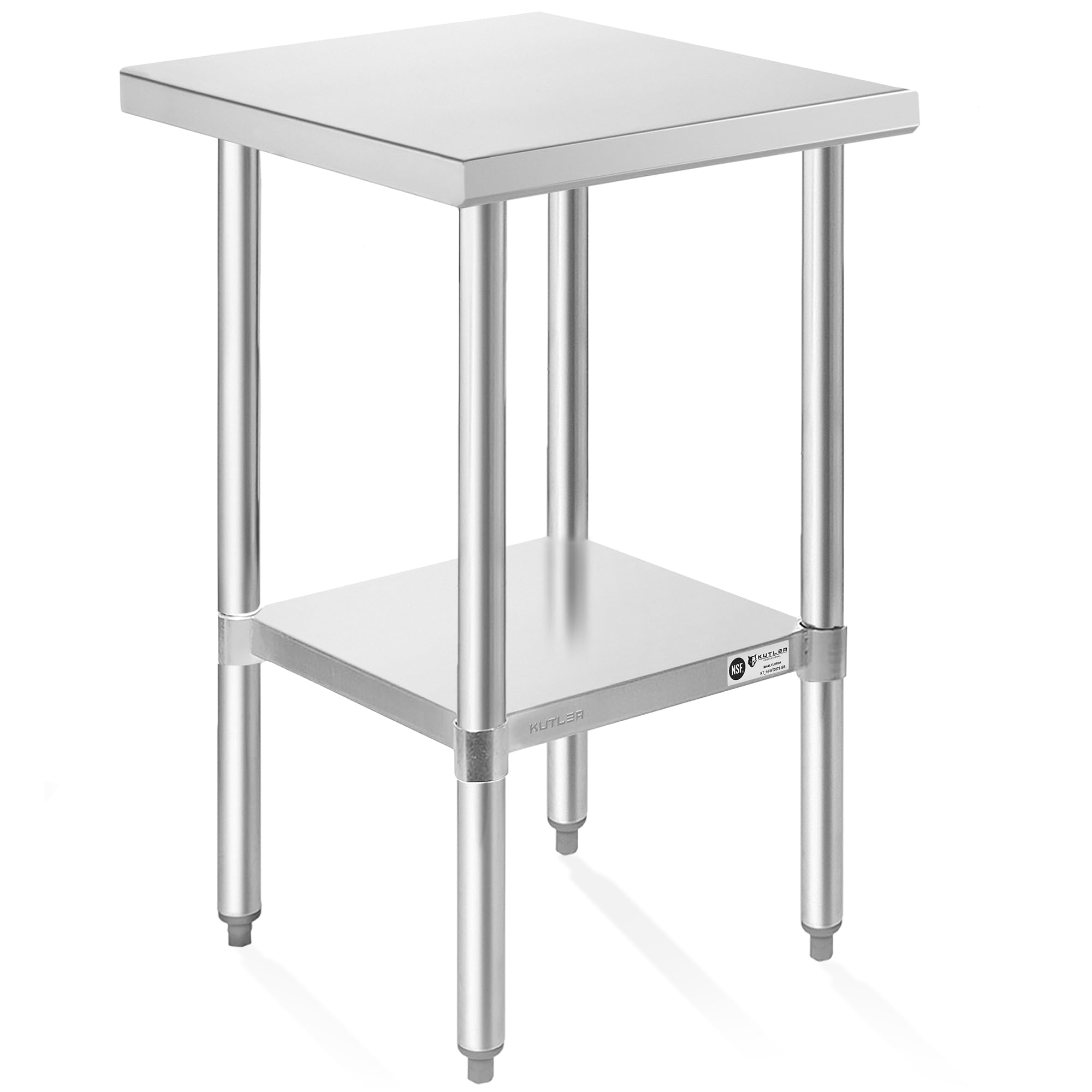 KUTLER Stainless Steel Table 24 x 12 Inches, NSF Heavy Duty Commercial Kitchen Prep and Work Table with Undershelf for Restaurant, Hotel, Home