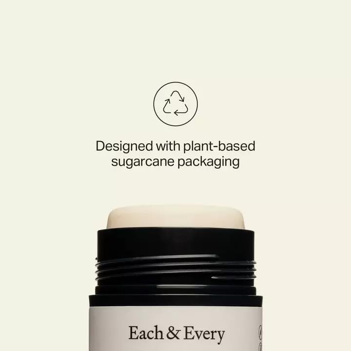 Each & Every All Natural Deodorant for Women & Men - Sensitive Skin, Plant-Based, Baking Soda & Aluminum-Free Deodorant - Clean Long Lasting 24 Hr Odor Control - Citrus & Vetiver Travel Size, 2.5oz
