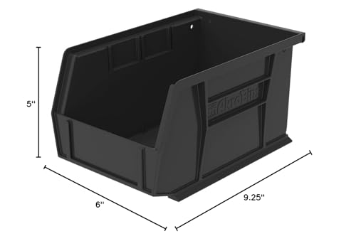 Akro-Mils 30237 AkroBins Plastic Hanging Stackable Storage Organizer Bin, 9-Inch x 6-Inch x 5-Inch, Black, 12-Pack