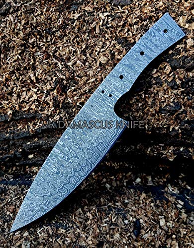 JNR Traders Forged Damascus Steel Chef Knife Blank Blade for Knife Making Diy Professional Kitchen Knives Blanks 10.50" Jnr6045Ld
