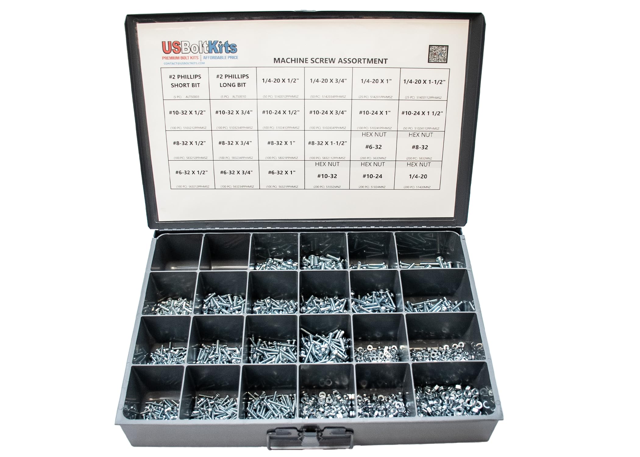 Machine Screw Assortment Kit Includes Phillips Bits-2,410 Piece Phillips Pan Head