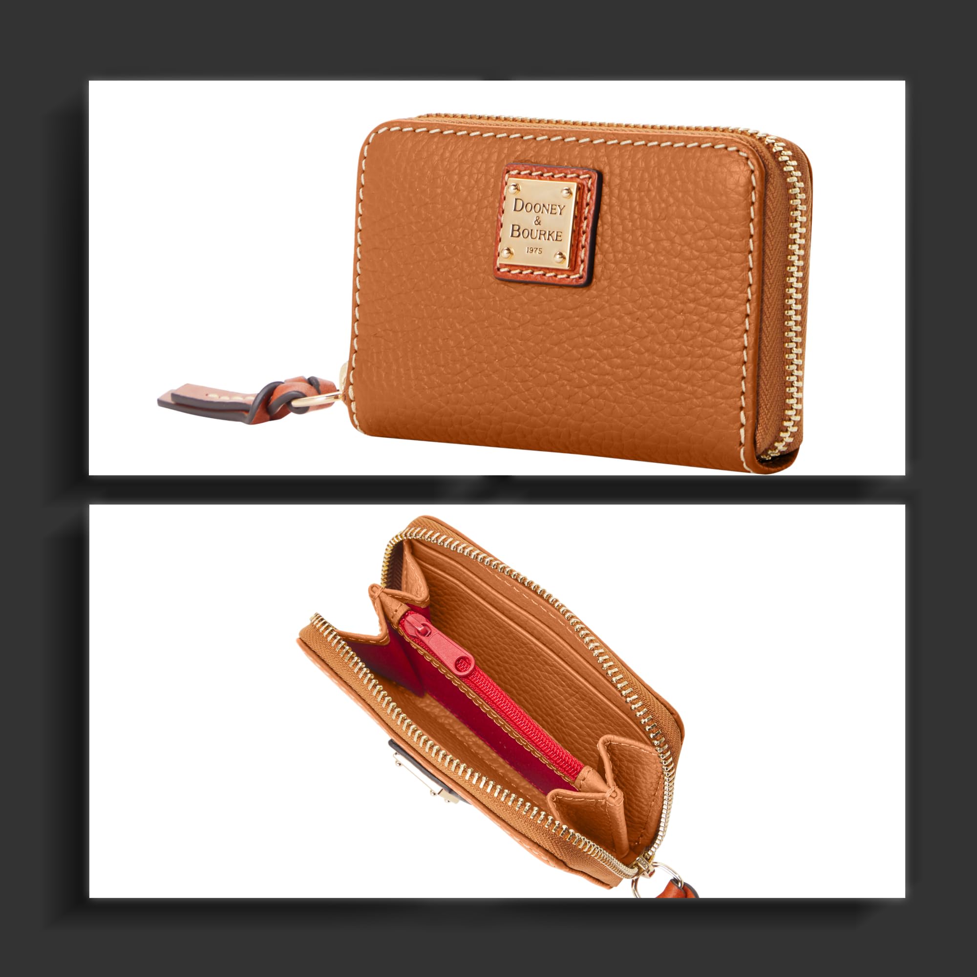Dooney & Bourke Wallet, Pebble Grain Large Zip Around Credit Card Case Wallet - Brown