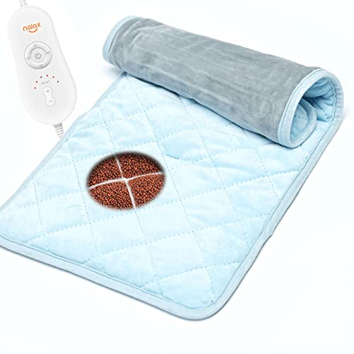 nalax Electric Microfiber Adjustable Heating Weighted Pad with Tourmaline Beads. Jade Stones, Off Timer, & Controller for Muscle Pain Relaxation, XL