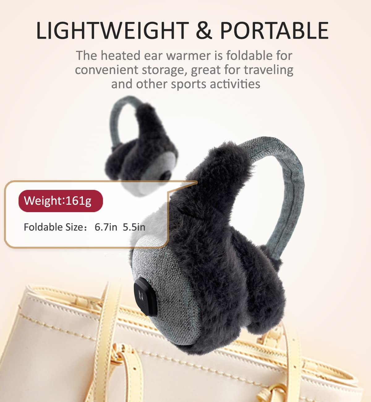 Aroma Season Heated Earmuffs Men & Women, Heated Ear Warmer for Hiking, Running, Walking, Skiing, Camping, 30 Min Auto-off
