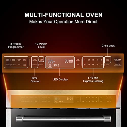 Built In Microwave, GASLAND Chef BMD1602S 24 Inch Built-in Convenction Microwave Oven with 1.6 Cu. Ft Capacity, 1000 Watt, Sensor Cook, Drop Down Door in Stainless Steel