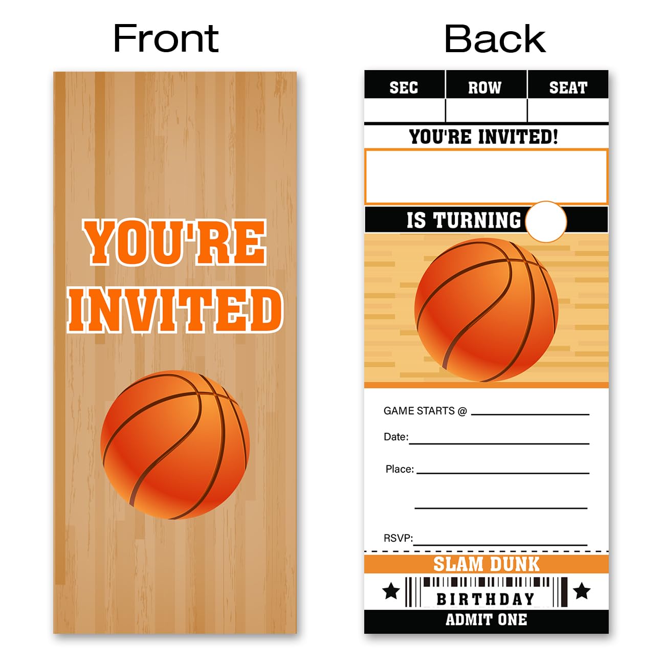 VAHATAN Basketball Birthday Party Invitations 20 Pack Basketball Theme Ticket Invitations with Envelopes Invites Cards