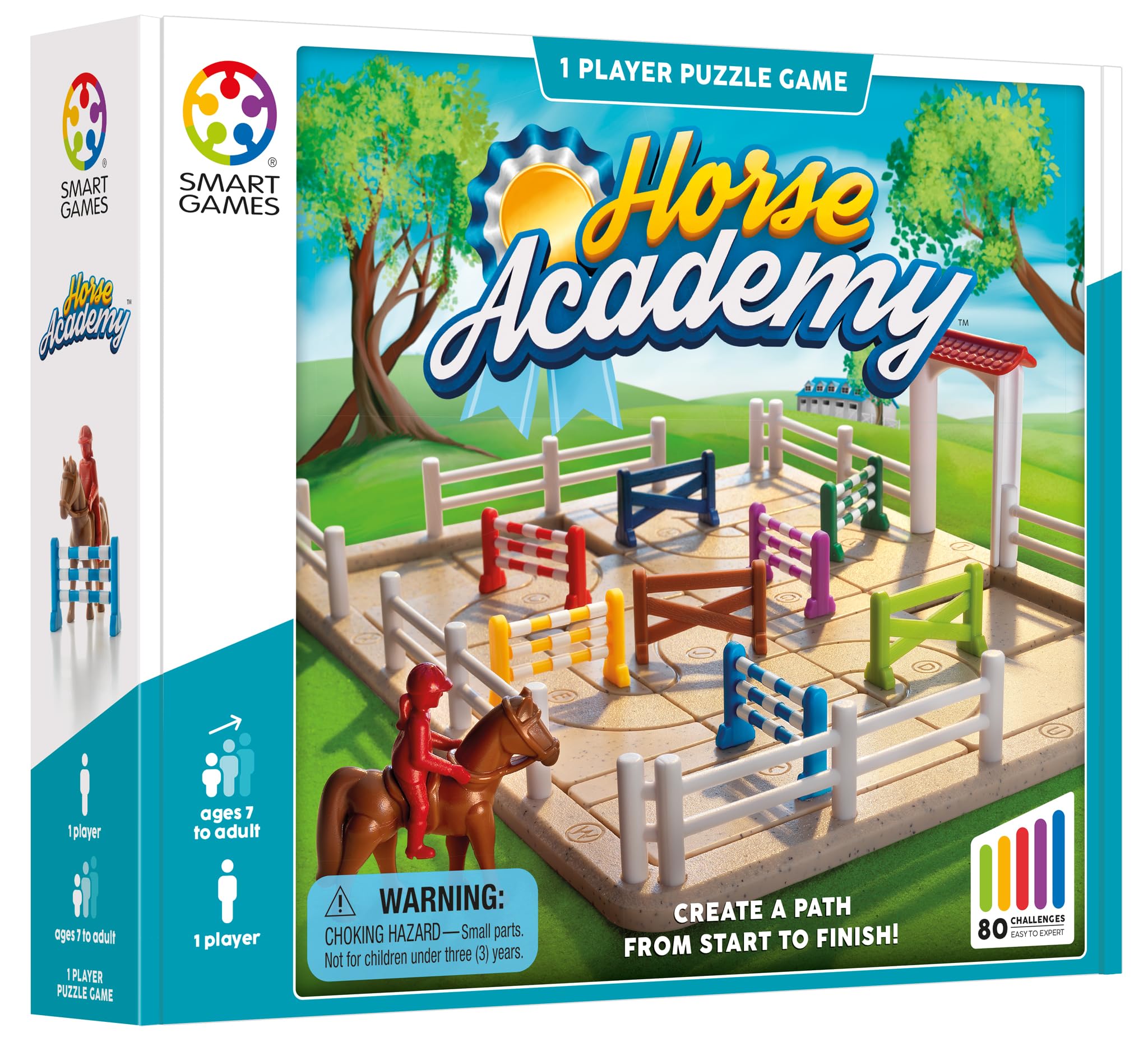 SmartGames Horse Academy Path-Building Game with 80 Challenges for Ages 7 to Adult