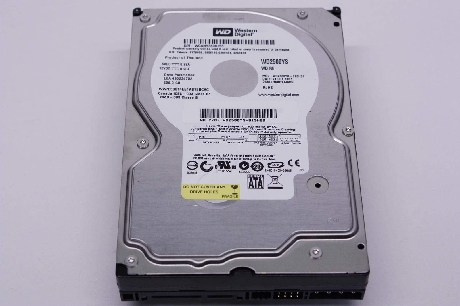 WD2500YS-01SHB0 Western Digital 250GB 7200RPM SATA 3.0 Gbps 3.5 inch RE Hard Drive