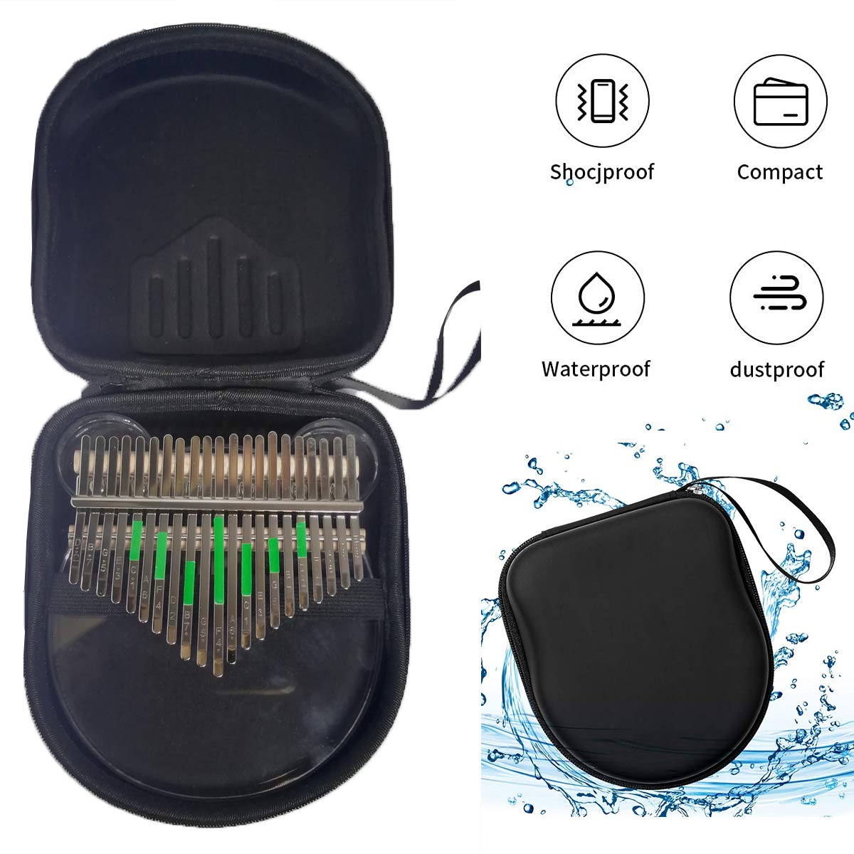 FUNLLY Kalimba Thumb Piano 21 Keys Clear, Crystal Acrylic Cute Bear Mbira Musical Instruments Kit with Engraved Notes Eva Bag Study Instruction, Gifts For Kids Adults