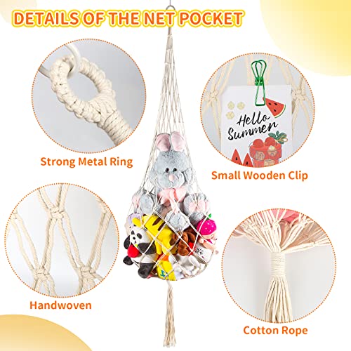 Large Stuffed Animal Net or Hammock, Stuffed Animal Hammock for Hanging, Corner Toy Hammock for Stuffed Animals, Stuffed Animal Storage for Bedroom Nursery Kids Room(Cream)