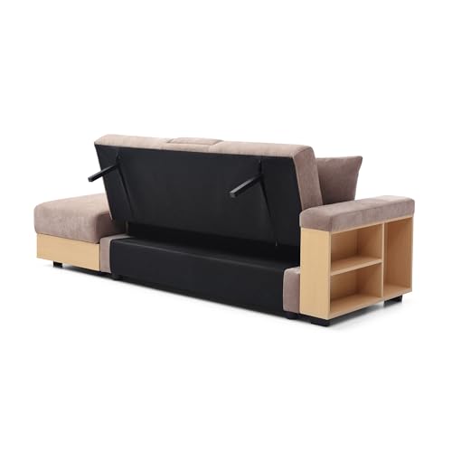 Ball & Cast 84.65" Sectional Sleeper Sofa Couch,Convertible Double Folding Couch Bed with Storage Ottoman and Arm,Reversible Loveseat W/Box & Drawer for Living Room,Apartment,Grey
