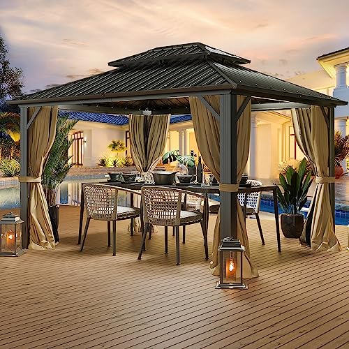 YITAHOME 10x10ft 2-Tier Hardtop Gazebo (10' X 12')