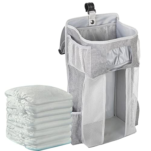 Hanging Diaper Organizer | Diaper Holder for Crib Car Nursery Organizer | Hanging Nursery Diaper Stacker Organizers for Cribs, Baby Essentials