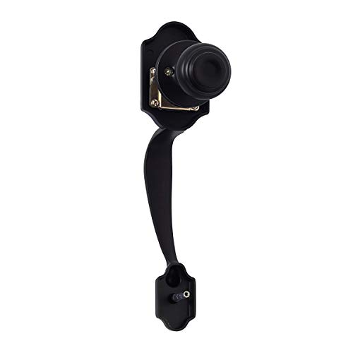 Amazon Basics Standard Exterior Handle Set with Door Knob and Deadbolt, Matte Black