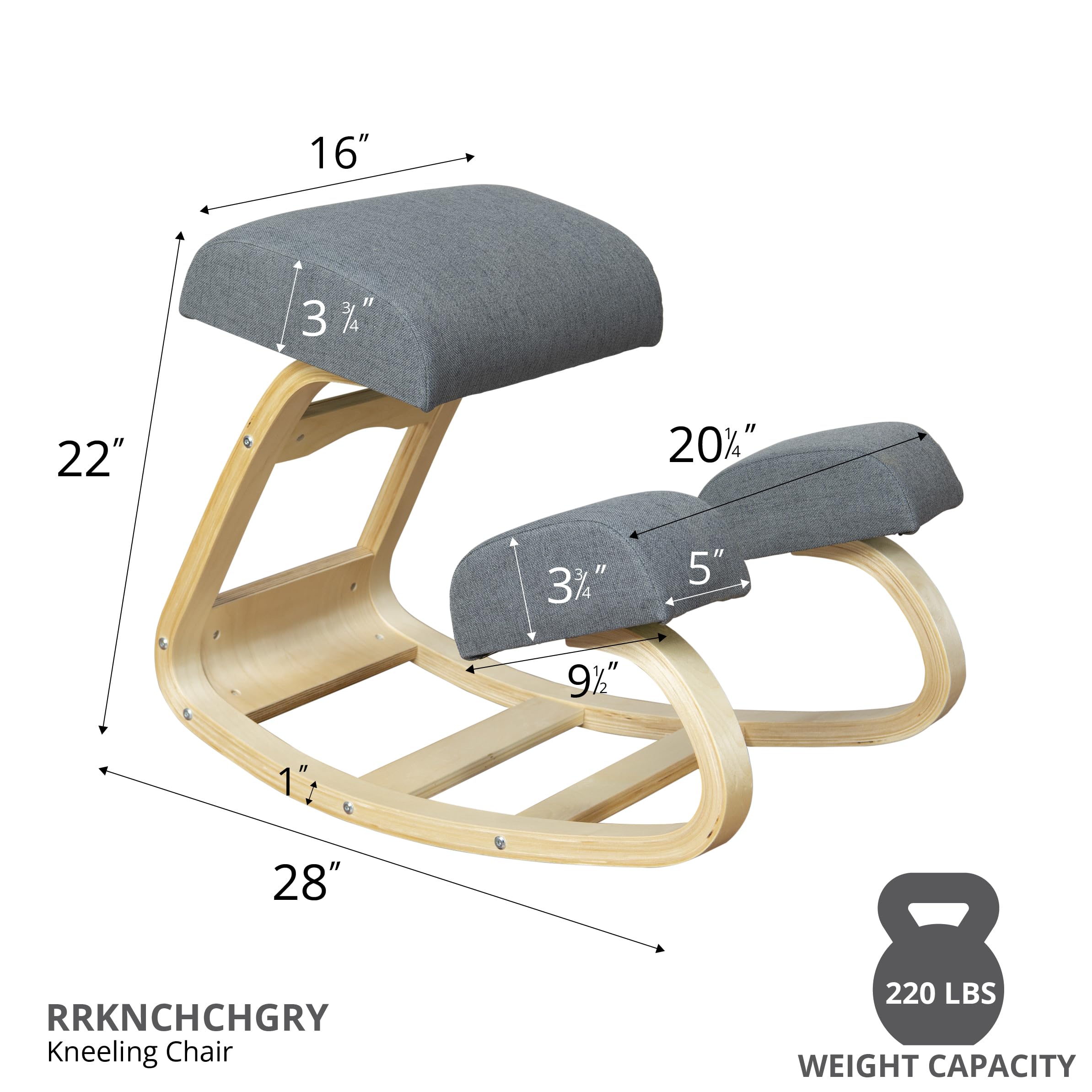 RRI Goods Kneeling Desk Chair, Sturdy Ergonomic Kneeling Chair for Office and Students, Rocking Motion for Natural Movement