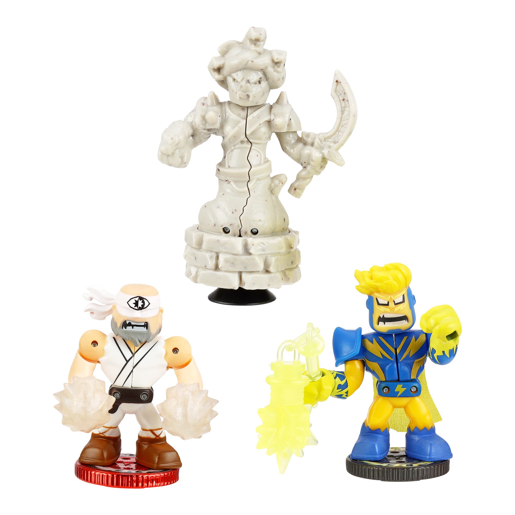 Legends of Akedo Powerstorm | Official Rules Starter Pack Legendary Punch Attack | 3 Mini Battling Action Figures with Training Practice Piece and Exclusive Joystick Controller