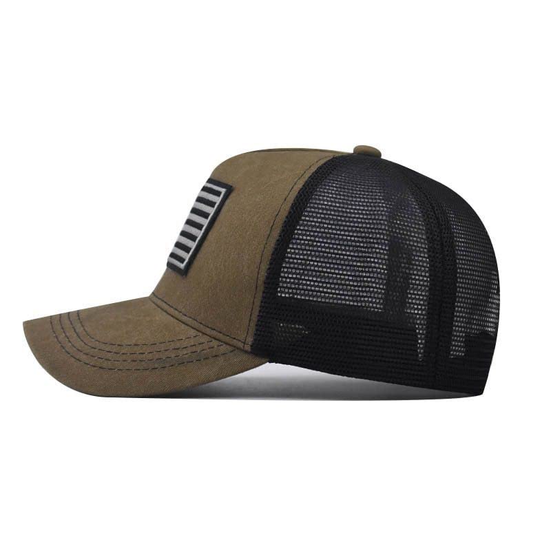 American Flag Trucker Hat - Snapback Hat, Baseball Cap for Men Women - Breathable Mesh Side, Adjustable Fit - for Casual Wear (Wine red)