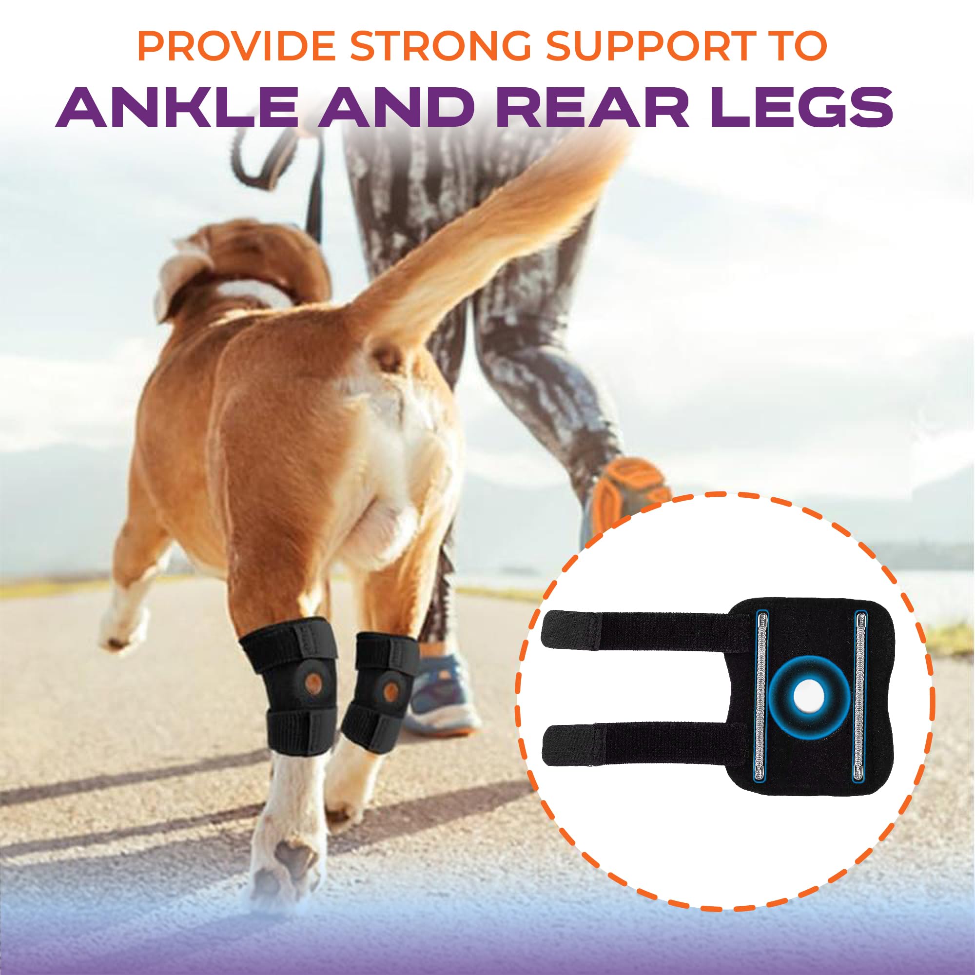 BKRMART Dog Leg Brace for Back Leg Rear Leg Hock Brace with Metal Spring Strips Hock & Ankle Support, Rear Dog Leg Brace for Torn ACL & CCL, Joint Warps Strong Support Help for Hind Leg (Large)
