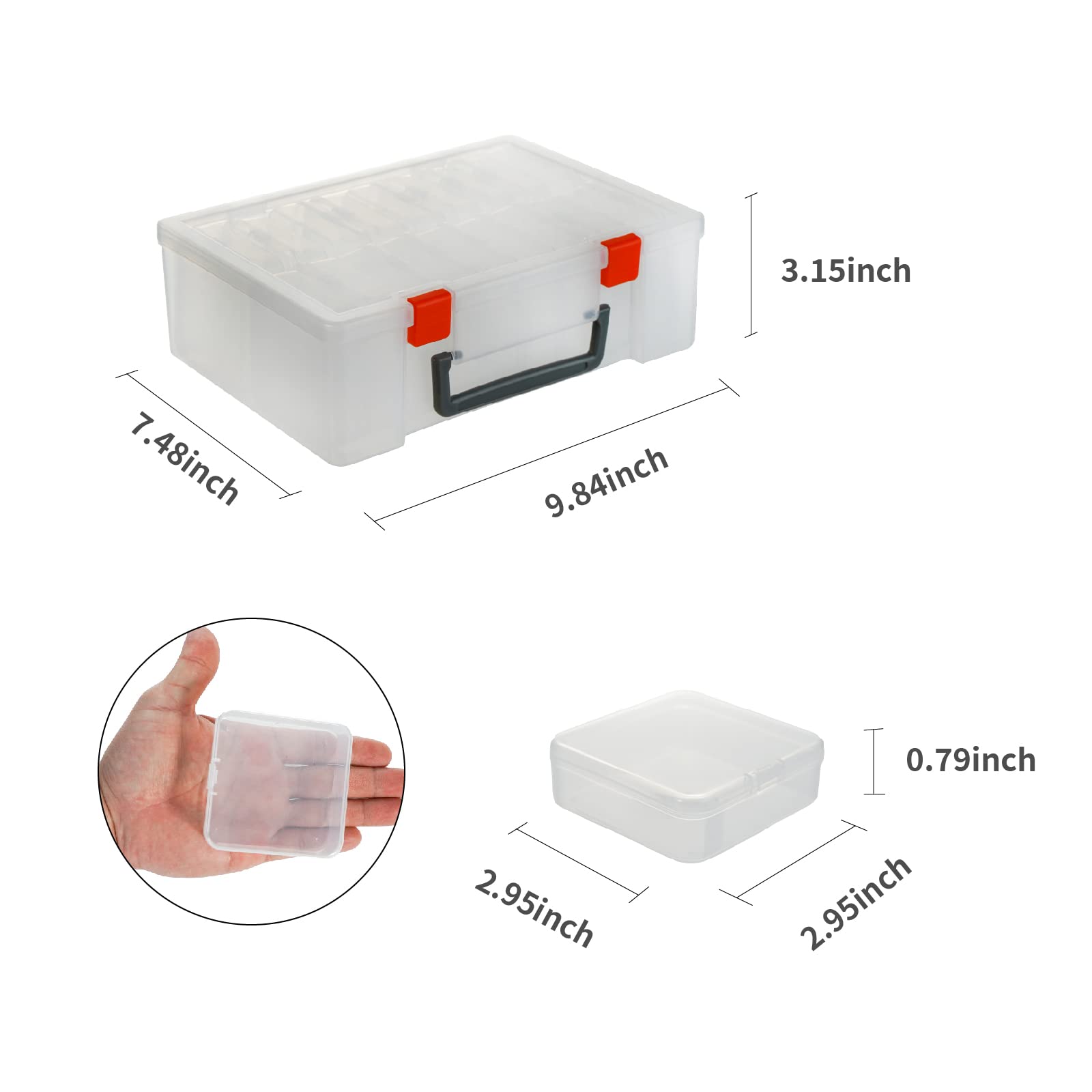 Letken 18 Pieces Small Plastic Craft 0rganizers and Storage, Transparent Box with Hinged Lid for Storage of Jewelry, Diamonds, DIY Art Craft Accessory