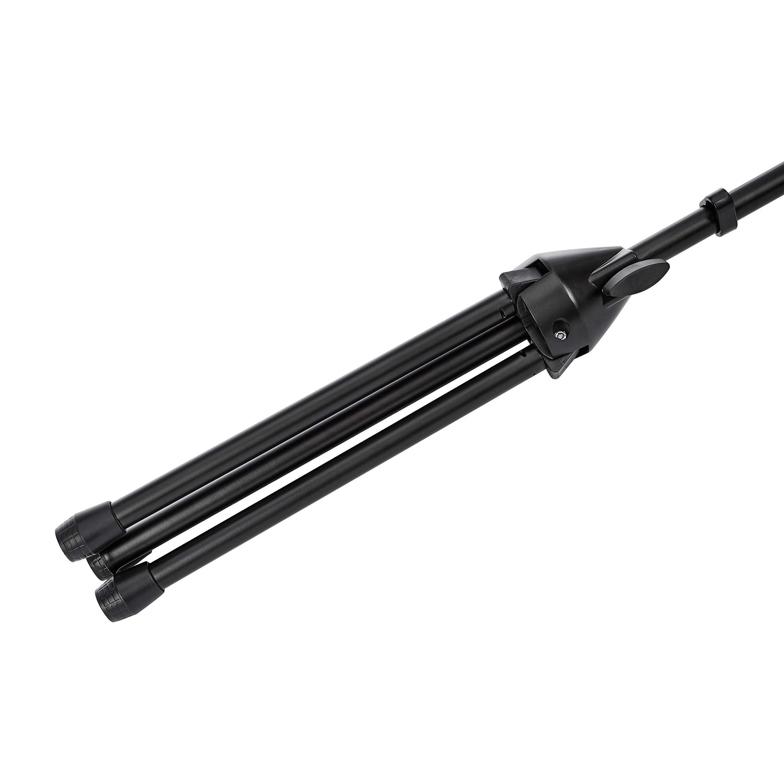 Amazon Basics Tripod Boom Microphone Stand, Height Adjustable with Metal Base 3.3 - 5.6-Foot, with Clothespin Mic Clip, Black