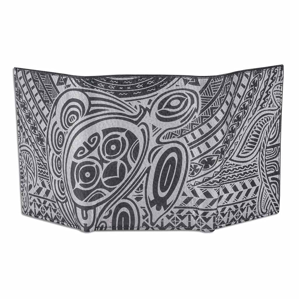 Hawaiian Turtle Tattoo Trifold Wallet, Genuine Leather, "Ohana" Tattoo art by Samson Harp (Black) from NAKOA