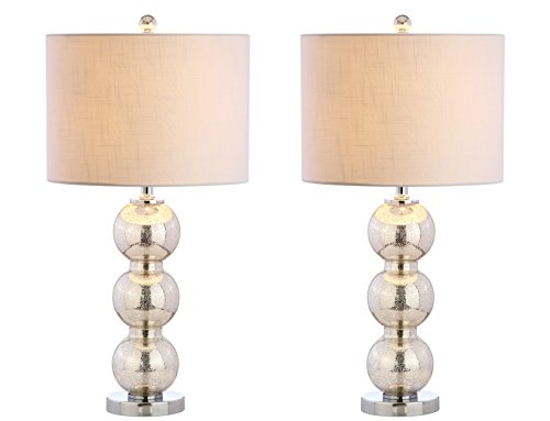 JONATHAN Y JYL1070B-SET2 Set of 2 Table Lamps Bella 27" Glass Triple-Sphere LED Table Lamp Contemporary Bedside Desk Nightstand Lamp for Bedroom Living Room Office, Mercury Silver/Chrome
