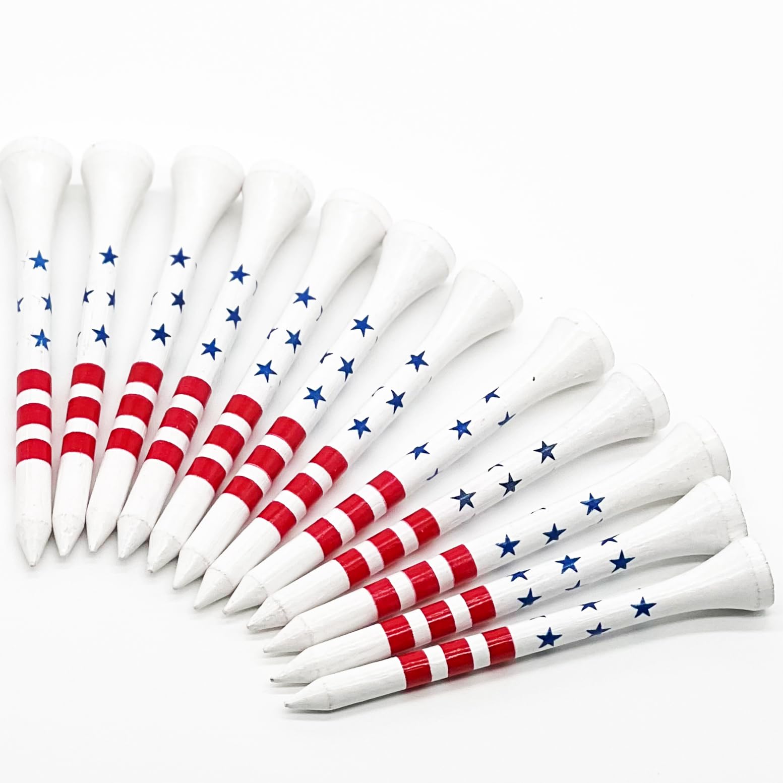 American Golf USA Golf Tees - 100 Pack of 2-3/4 Inch - American Pride Flag Design, Professional Length Tee, red white and blue
