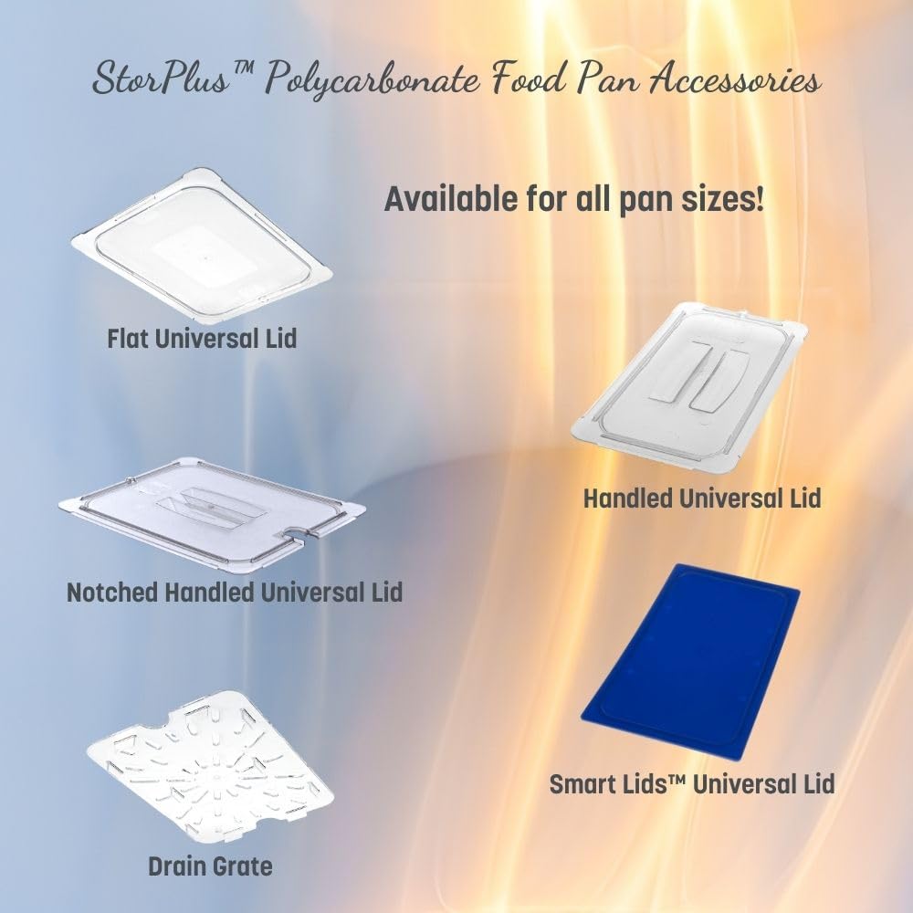 Carlisle FoodService Products Storplus 1/2-Size Food Pan for Catering, Buffets, and Restaurants, Polycarbonate, 8 Inches Deep, Clear, (Pack of 6)
