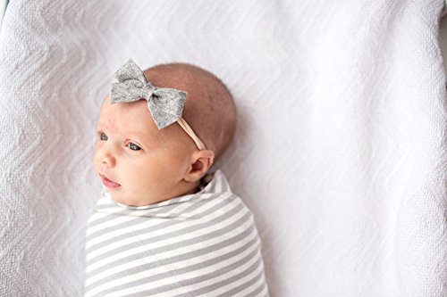Large Premium Knit Baby Swaddle Receiving Blanket Grey and White "Everest" by Copper Pearl
