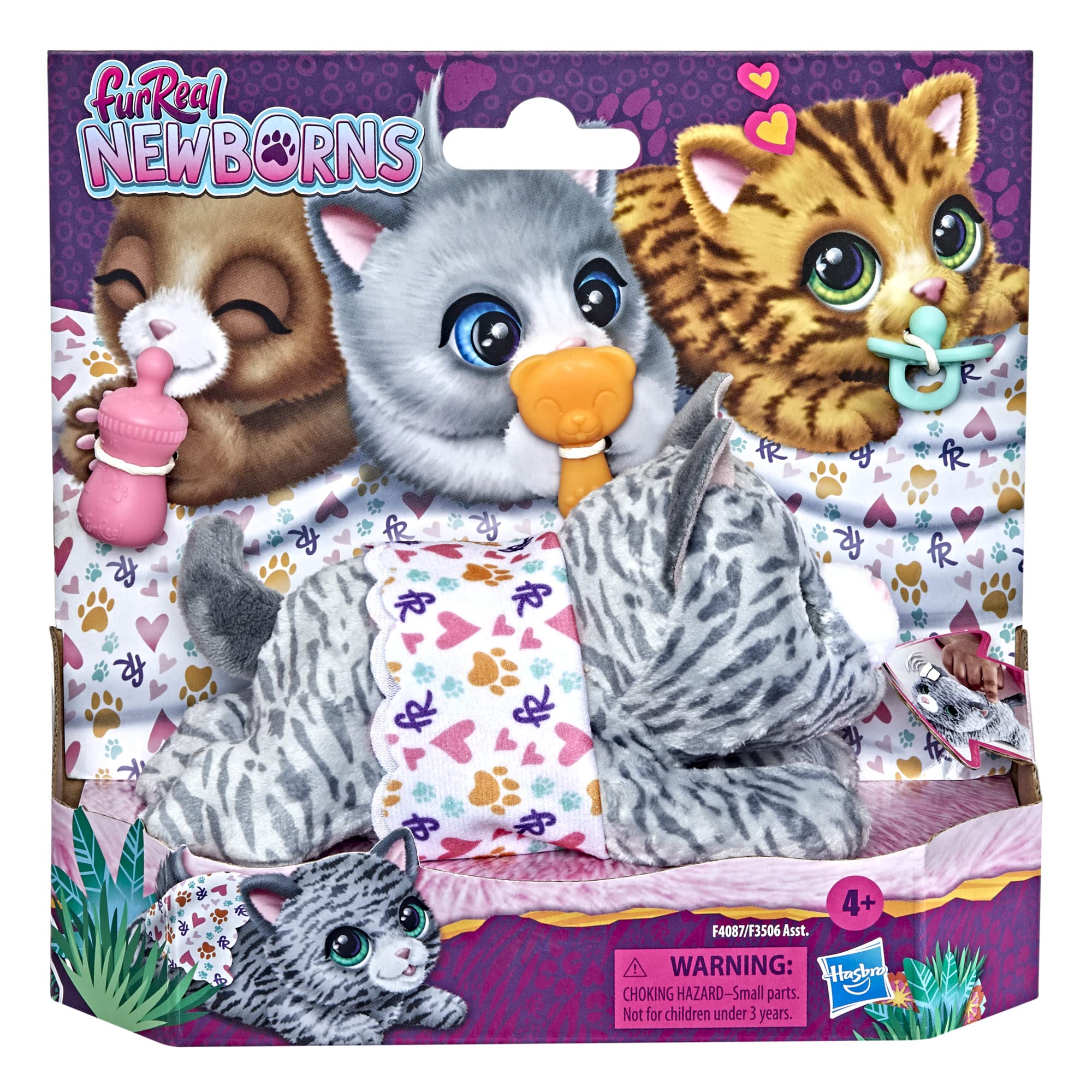 FurReal Newborns Kitty Interactive Animatronic Plush Toy: Electronic Pet with Sound Effects and Closing Eyes, for Kids Ages 4 and up