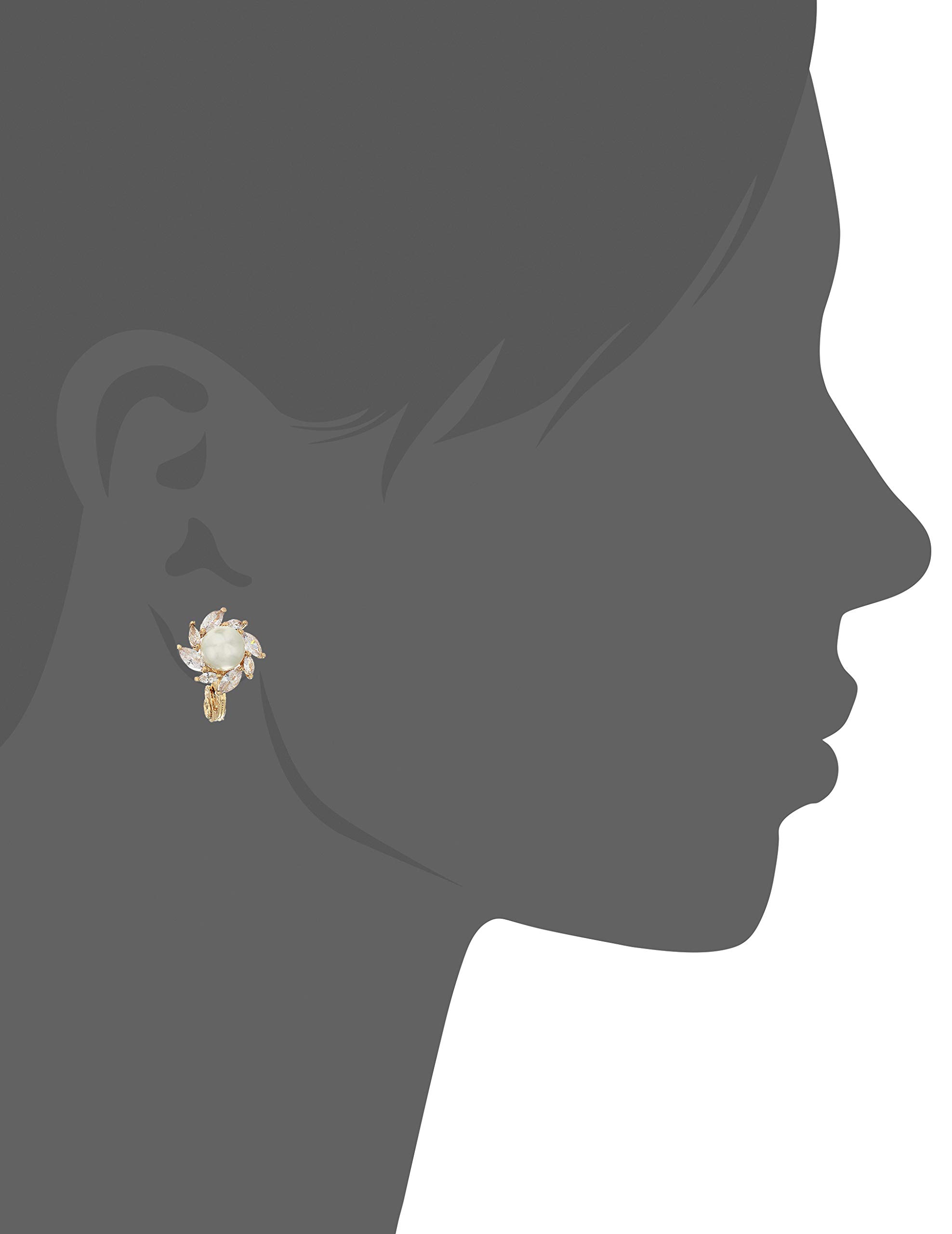 Anne Klein Women's Gold Pearl Halo Clip On Earrings