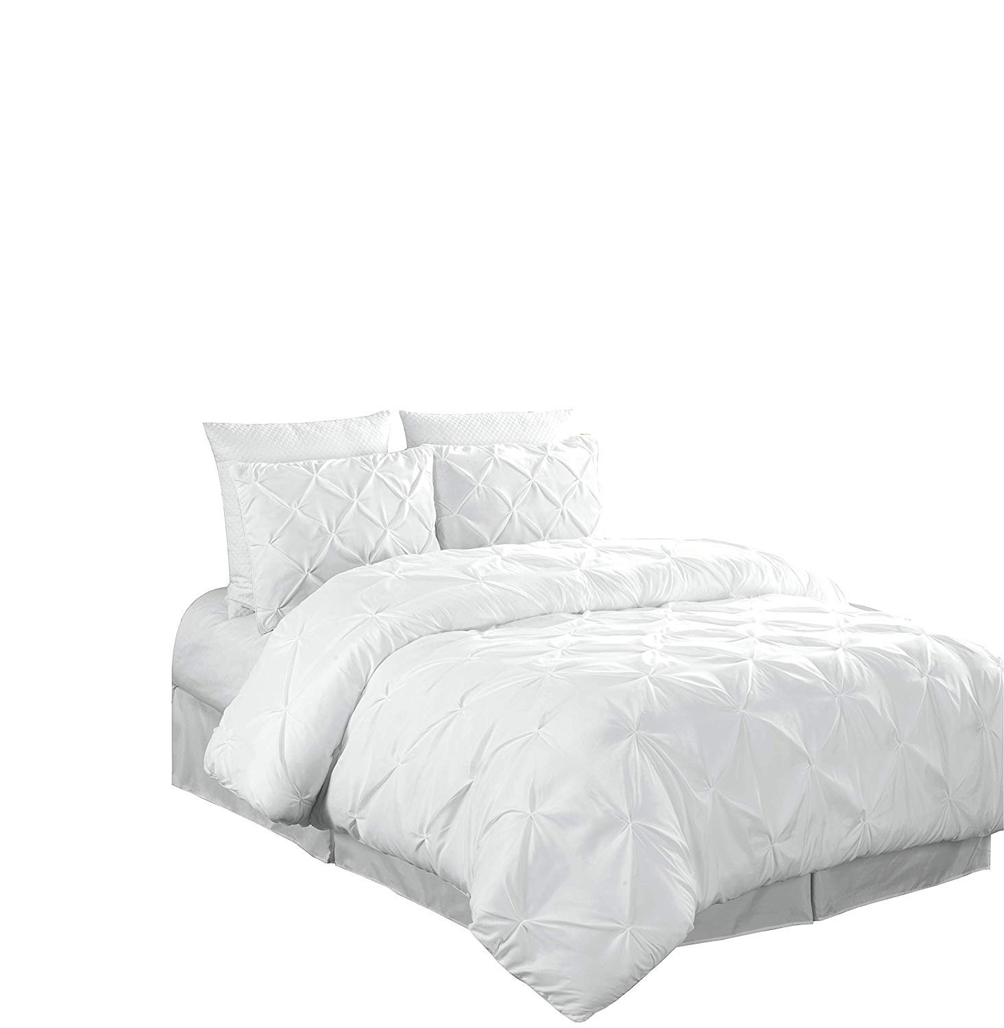 Chezmoi Collection Berlin 3-Piece Pintuck Duvet Cover Set (King, White)