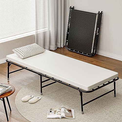 Apelila Rollaway Bed, Folding Bed Folding Guest Bed with Memory Foam Mattress Portable (U Shaped Leg)