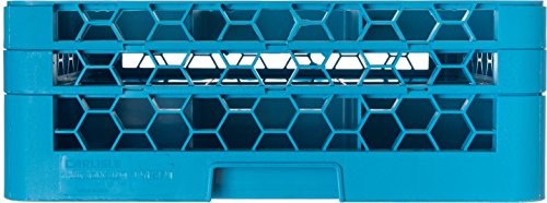 Carlisle FoodService Products RG9-214 OptiClean 9 Compartment Glass Rack with 2 Extenders, 7.12", Polypropylene, Blue