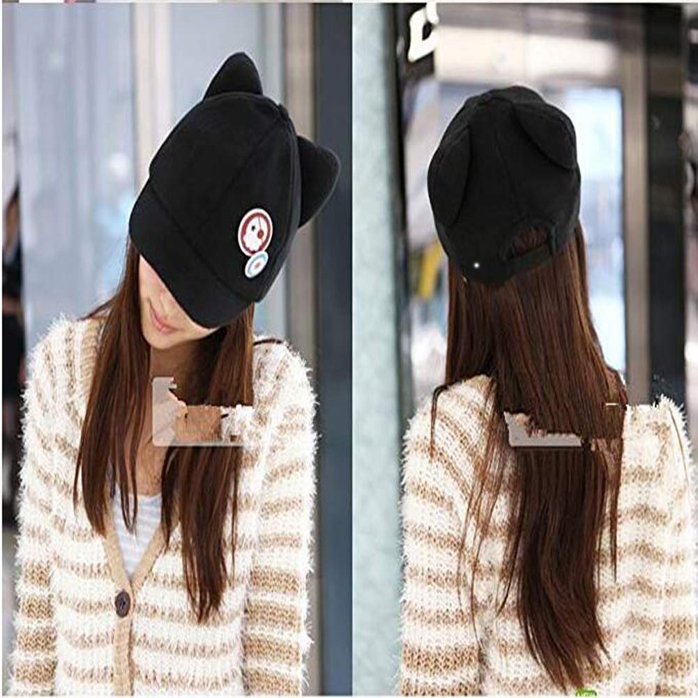 Ainiel Cat Ears Hat Anime Hat Sunshine hat womens Cute Kawaii Baseball Cap Mesh Gauze Cap Black