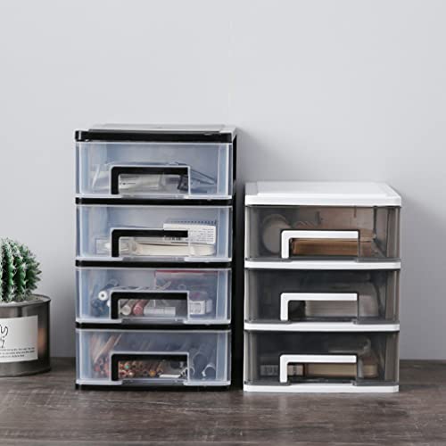 Tofficu 5 Drawer Storage Tower Plastic Storage Multifunctional Storage Cabinet with Clear Drawers Storage Case Organizer for Craft Stationary(Black)