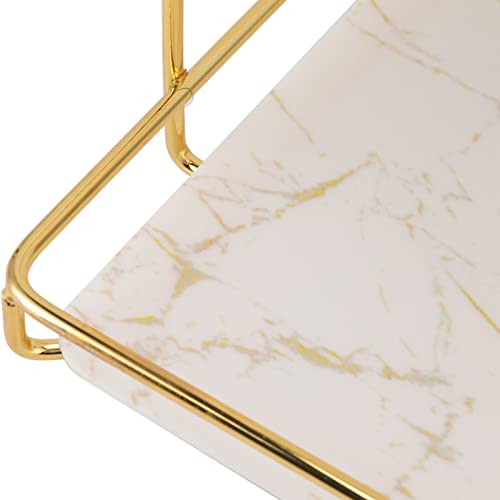 Yosoo Health Gear 2 Tier Cosmetic Storage Shelf Large Capacity Waterproof Gold Metal Rack for Bathroom Kitchen Bedroom Organizer Countertop with Golden Liner