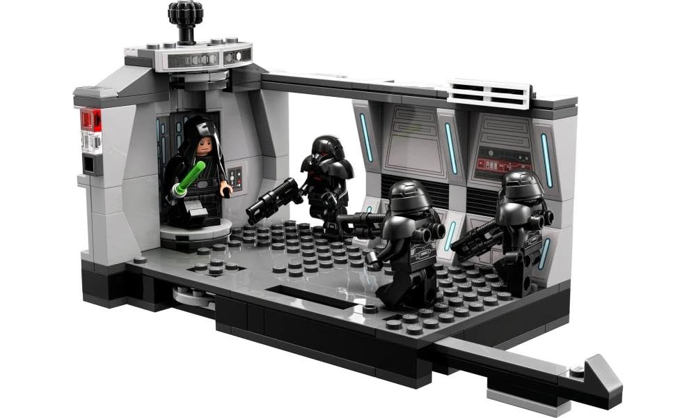 LEGO Star Wars Dark Trooper Attack Set, Mandalorian Toy 75324, with Revolving Elevator, Luke Skywalker Minifigure and Lightsaber, Pretend Play Building Set for Kids Age 8+ Years Old