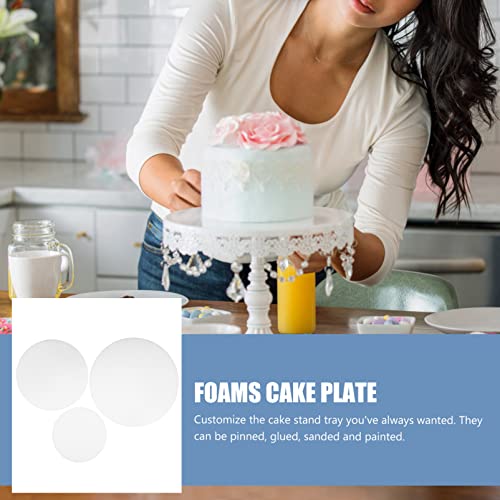 Anneome 9 Pcs Foam Cake Base Diy Cake Circle Cupcake Round Serving Tray Diy Craft Foam Circle Round Cake Pan Cake Circles Decor Fondant Cake Practice Tray Extra Hard Model White