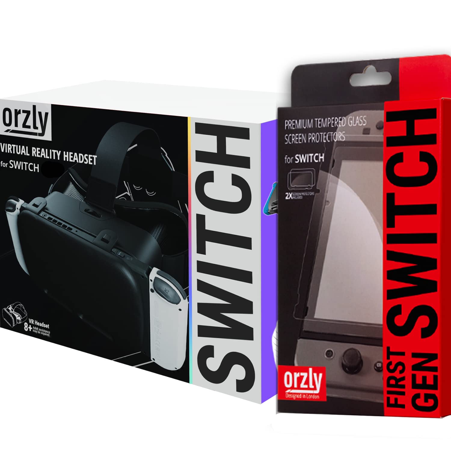 Orzly Glass Screen Protectors & VR Headset for Nintendo Switch