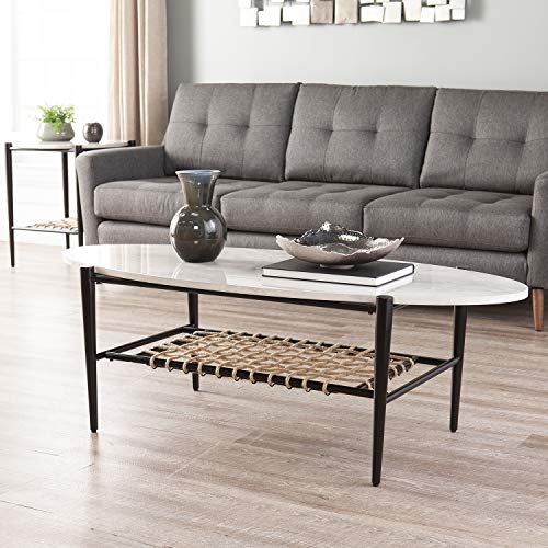 SEI Furniture Holly & Martin Relckin Faux Marble Coffee Table, White/Black/Natrural (CK1430)