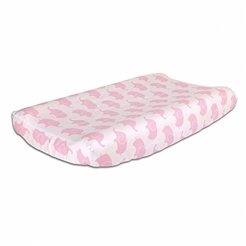 Pink Elephant Print Cotton Changing Pad Cover by The Peanut Shell