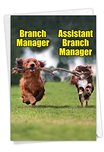 NobleWorks - 1 Adorable Birthday Card Funny - Pet Dog Animal Humor, Bday Notecard with Envelope - Branch Managers C4672BDG