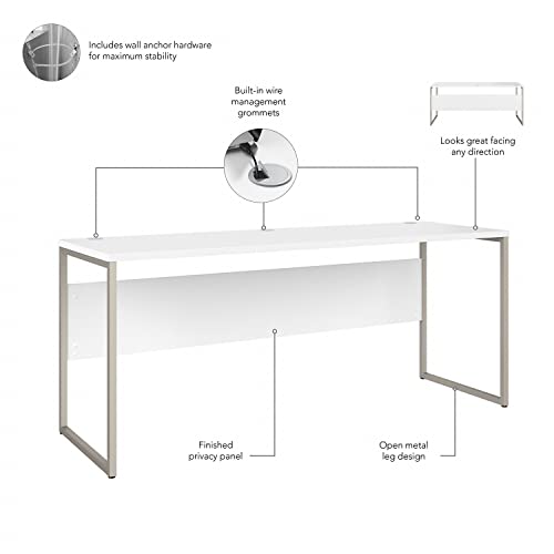 Bush Business Furniture Office Table with Open Metal Leg Design and Privacy Panel | Hybrid Large Computer Desk for Home Office | 72Wx24Lx30H